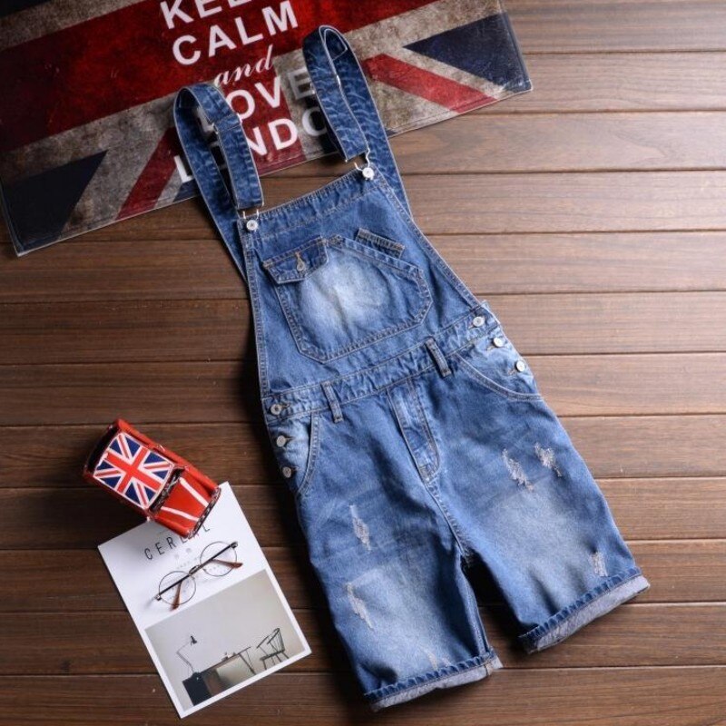 Zomer Mode Mannen Korte Denim Overalls Bandjes Bib... – Vicedeal