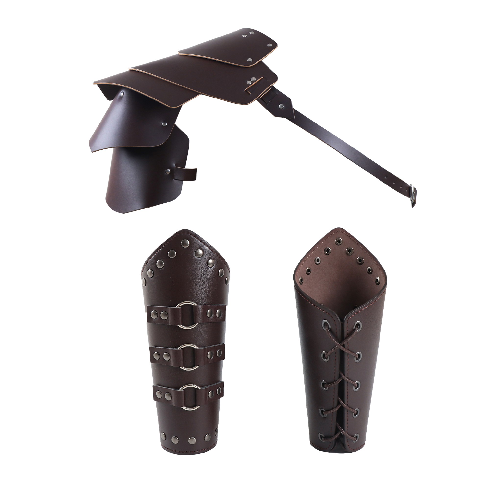 Medieval Retro Multi-Layered Leather Studded Shoul... – Grandado