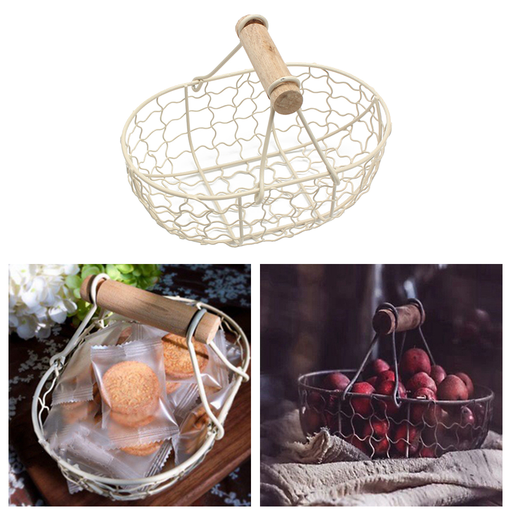 Iron Bread Basket Retro Metal Storage Basket Fruit... – Vicedeal