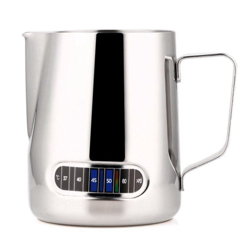 Stainless Steel Pitcher with Thermometer Milk Frothing Jug Espresso Coffee Pitcher Barista Craft ...