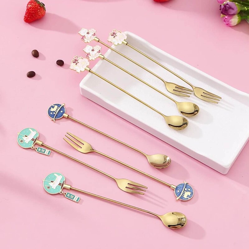 H7EA 4pcs Cute Flatware Cutlery Set Stainless Stee... – Grandado