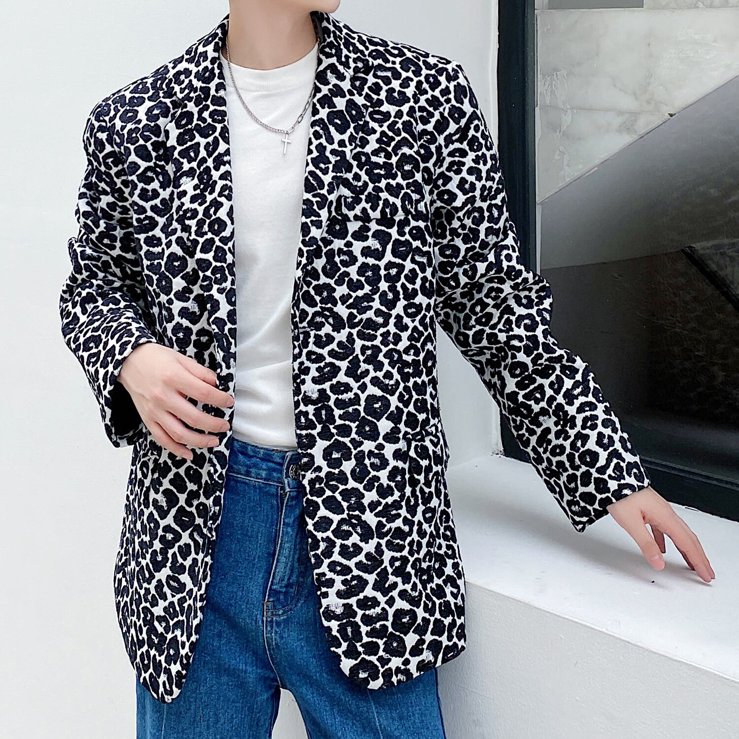 Blazers Para Hombre Woolen Leopard Print Nightclub... – Vicedeal