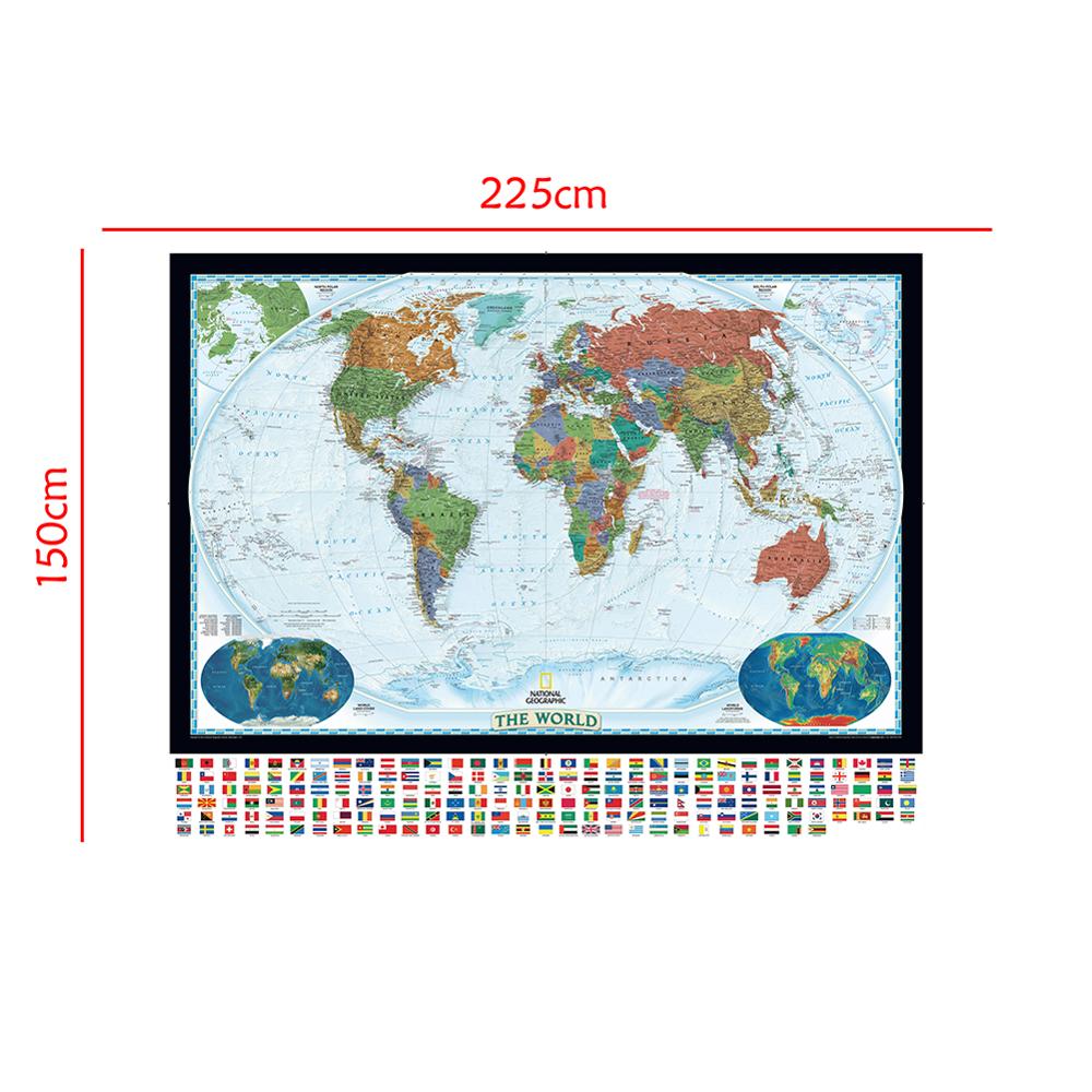 The World Map with National Flags Large Poster Non... – Vicedeal