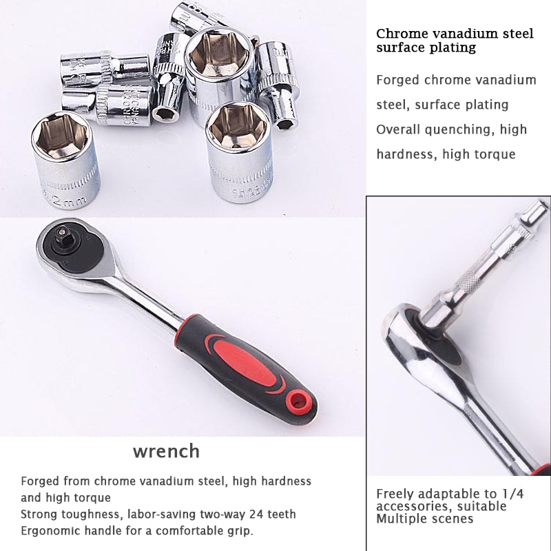 46 In 1 Wrench Batch Head Hand Tool Set Ratchet Ca... – Grandado