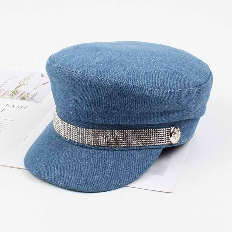 Women Duckbill Cap Denim Jean Flat Top Short Brim ... – Grandado