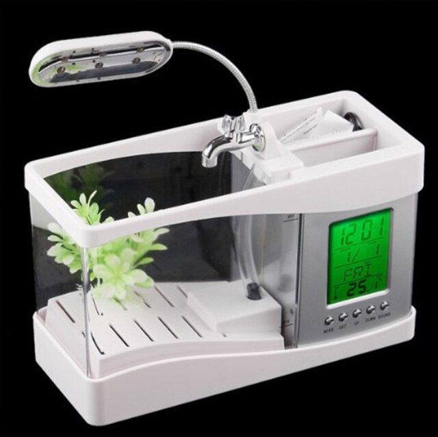 USB Mini Aquarium Fish Tank Aquarium with LED Desk... – Grandado