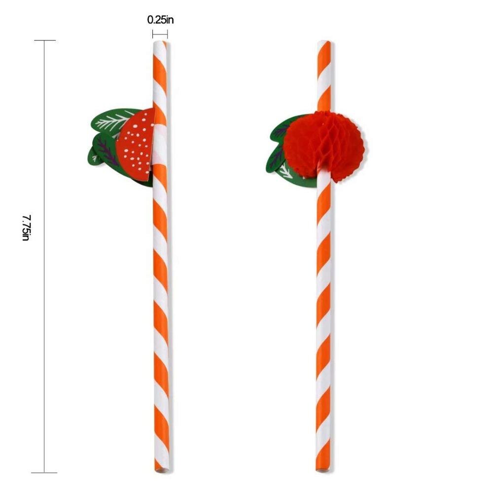 6pcs Disposable orange Straws Tropical paper Drink... – Grandado