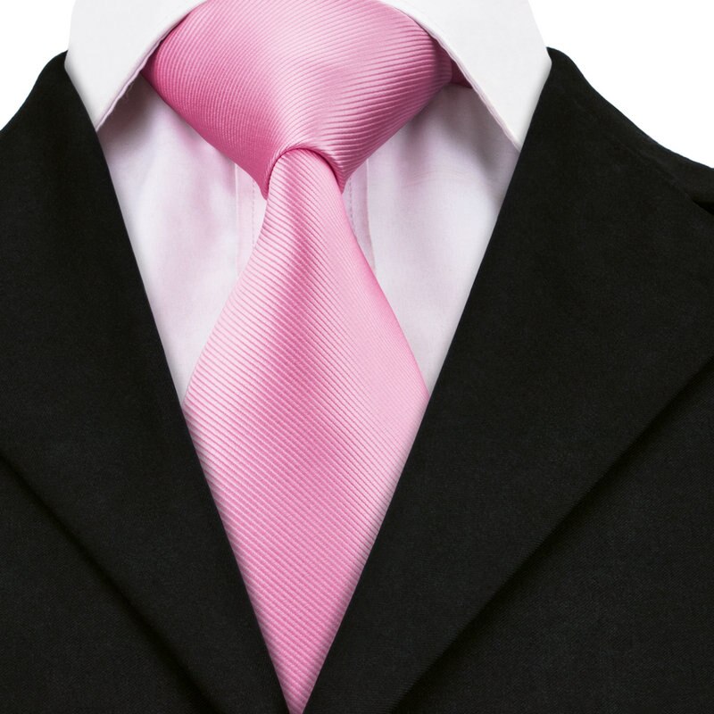 Mens Tie Pink Solid Necktie Hanky Cufflink Set Bus... – Grandado