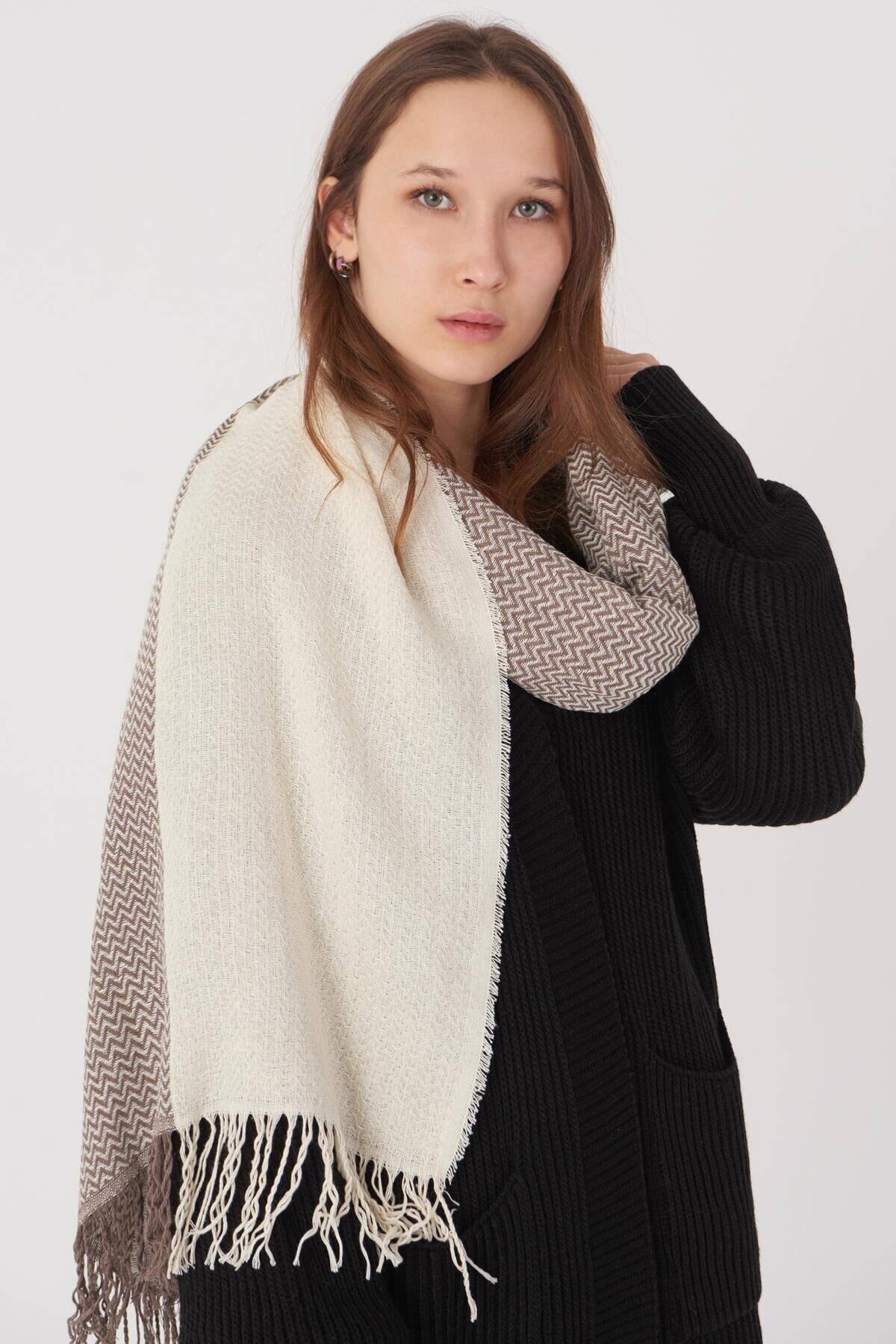 Shawl Women Beige Brown Long Shawl – Grandado