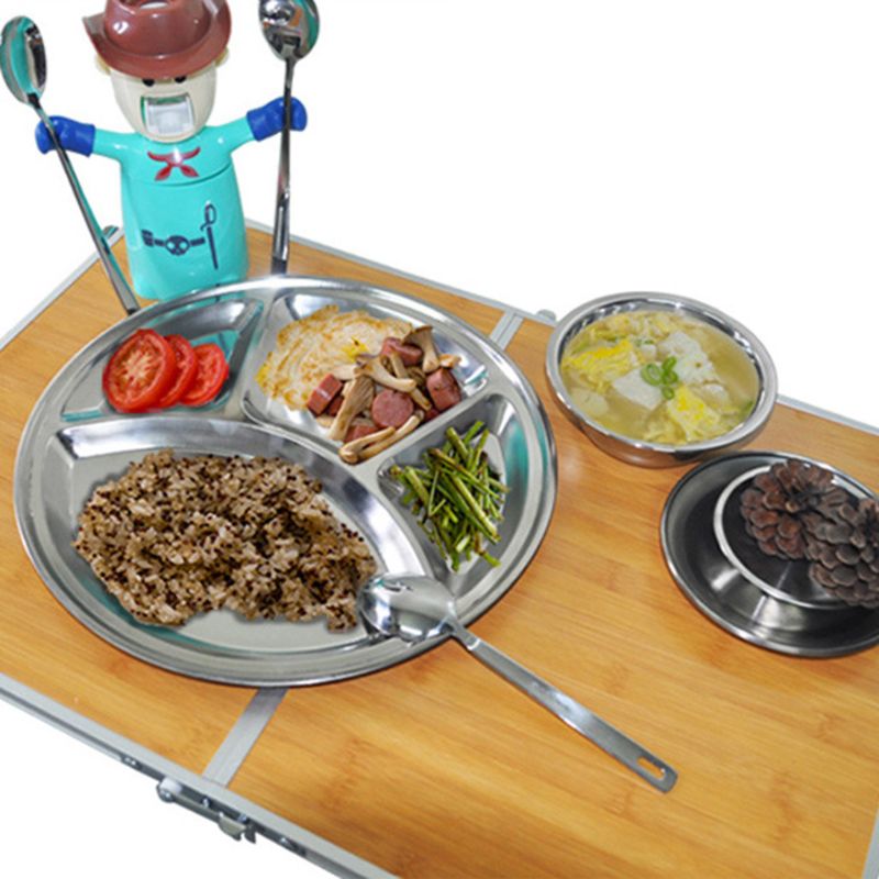 4Pcs 32CM Silver Stainless Steel 4 Sections Round ... – Grandado