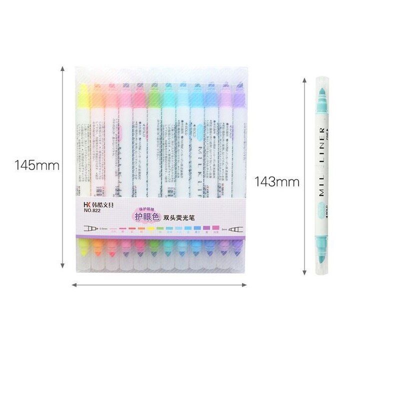 4 set/Lot Mild 12 color Highlighter marker Dual si... – Grandado