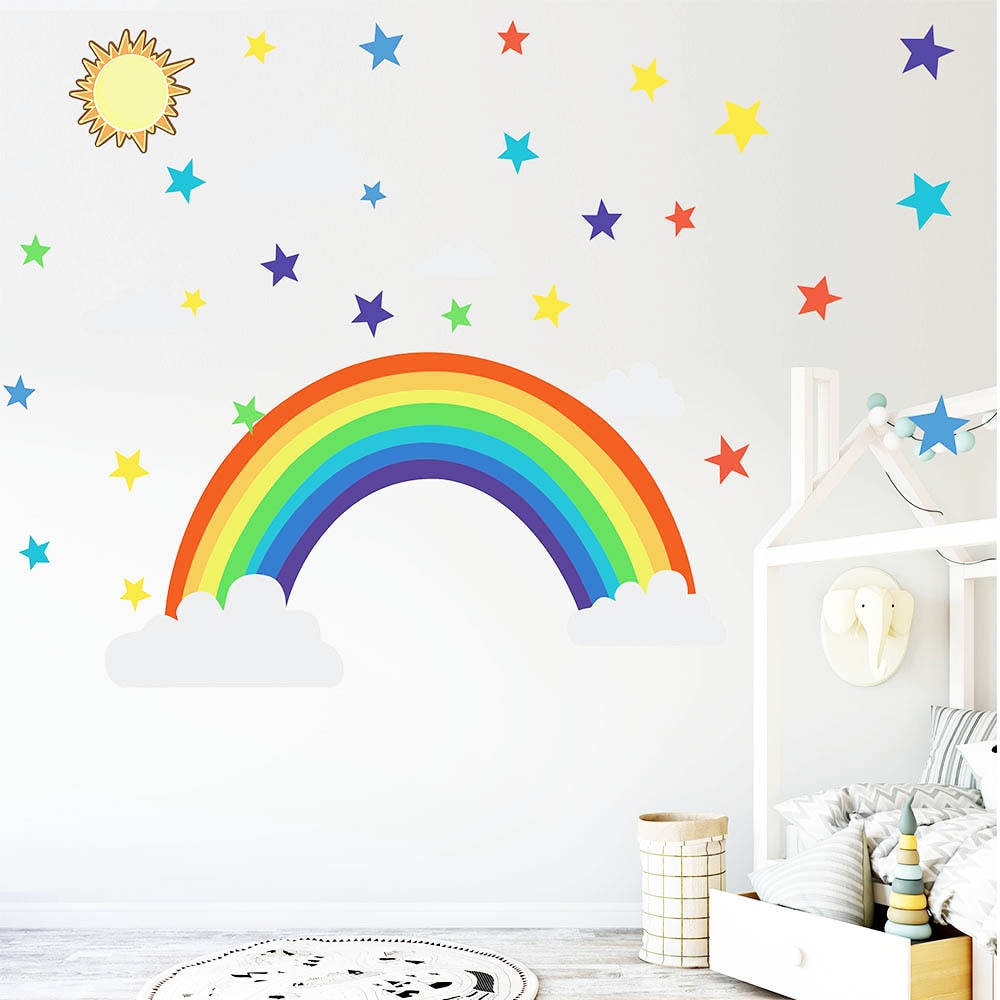 Cartoon rainbow stars Wall Sticker for kids rooms ... – Grandado