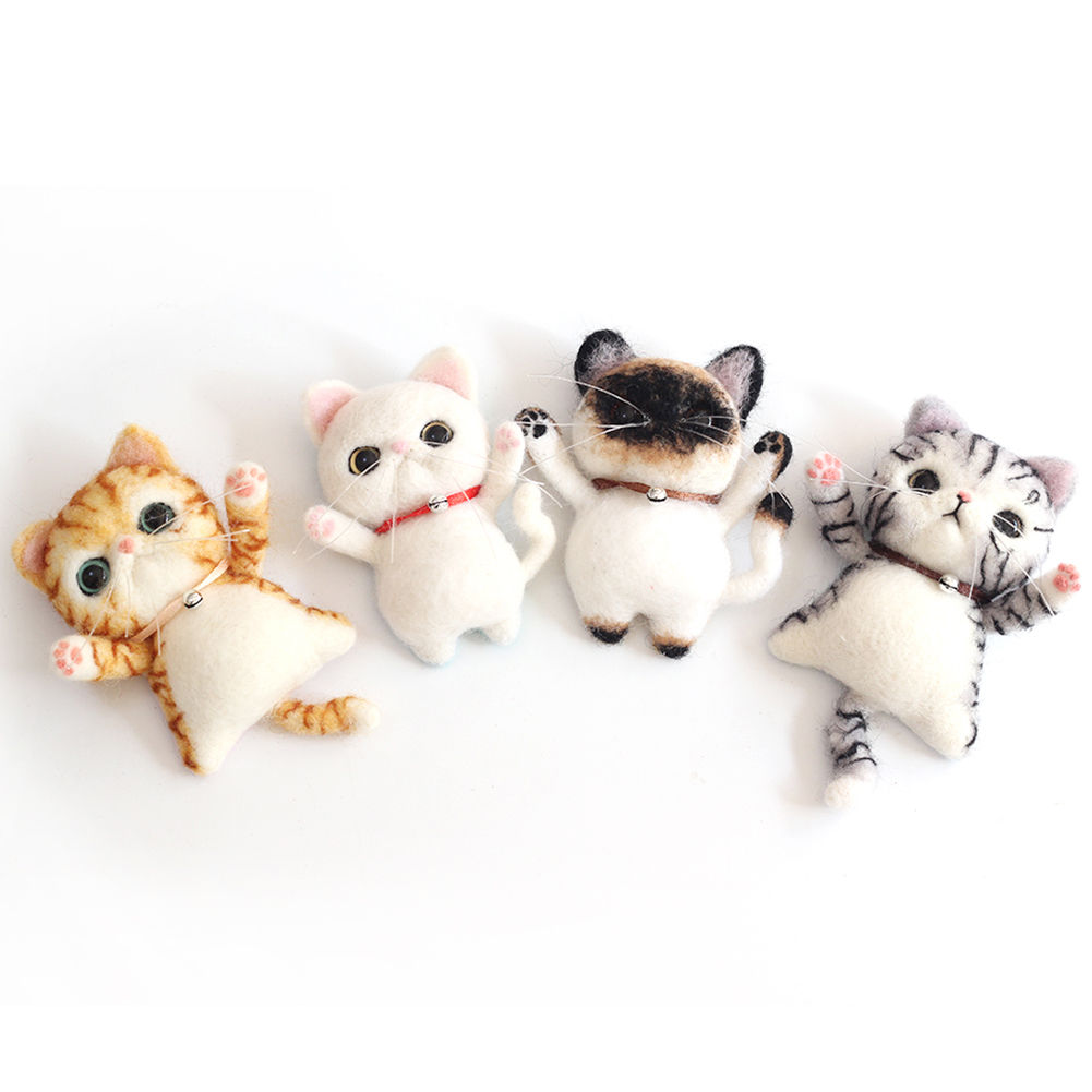 Cat Doll With Strawberry Panda Wool Felt Craft DIY... – Grandado