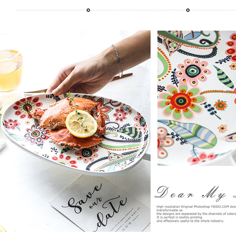 Nordisk middagstallerken keramisk fad bøf salatbak... – Grandado