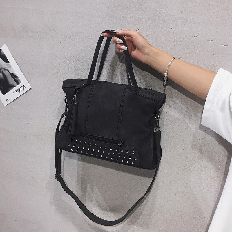 Rivet Tote Bag Matte Tassel Female Bag Messenger H... – Grandado