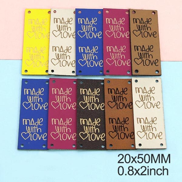 20Pcs Made with Love Tags Handmade Lables PU Leath... – Grandado