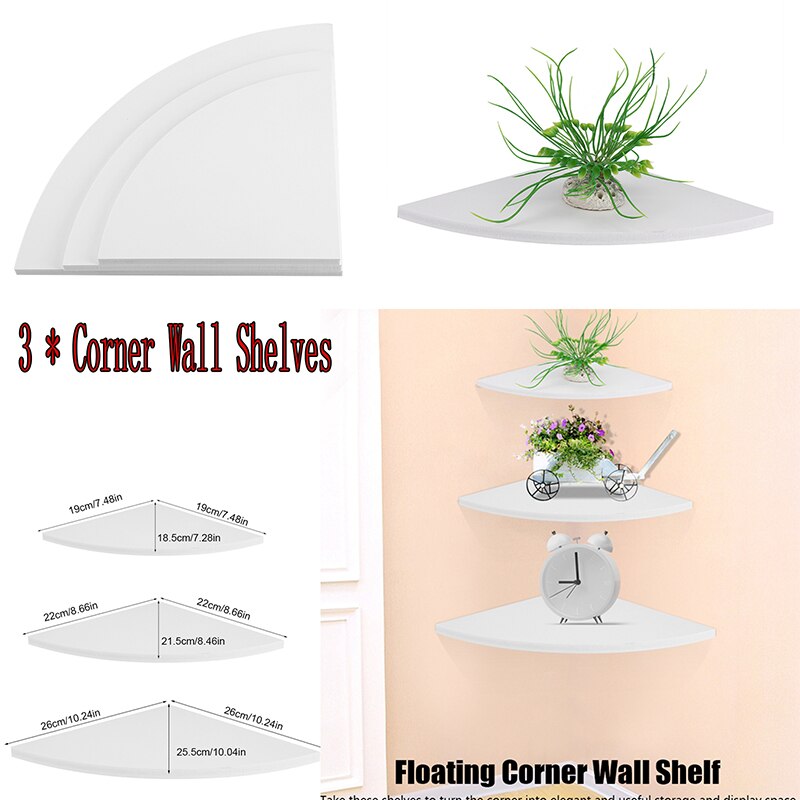 Brand 3Pcs Floating Corner Shelf Wall-Mounted Stor... – Grandado