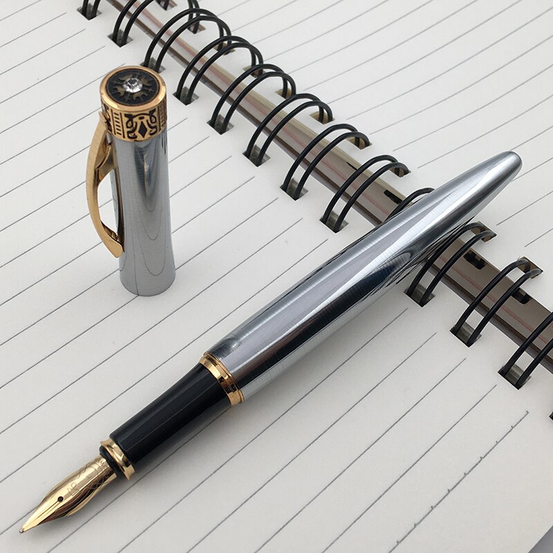Fuliwen Traditional All Steel Fountain Pen silver ... – Grandado