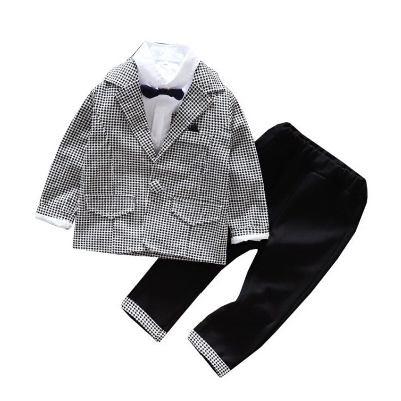 Plaid Boys Dress Suit Formal Wedding Formal Tuxedo... – Vicedeal