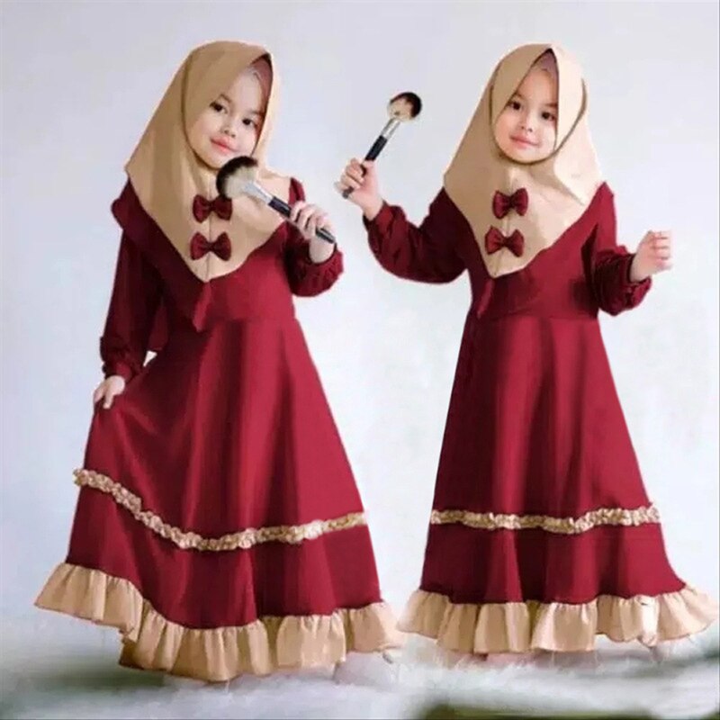 2 Peices Muslim Child Girls Hijab Dress Islamic Ar... – Grandado