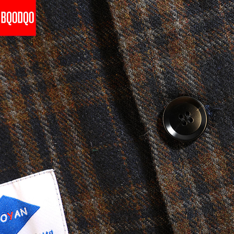 BQODQO Green Plaid Preppy Long Sleeve Shirts Men H... – Grandado