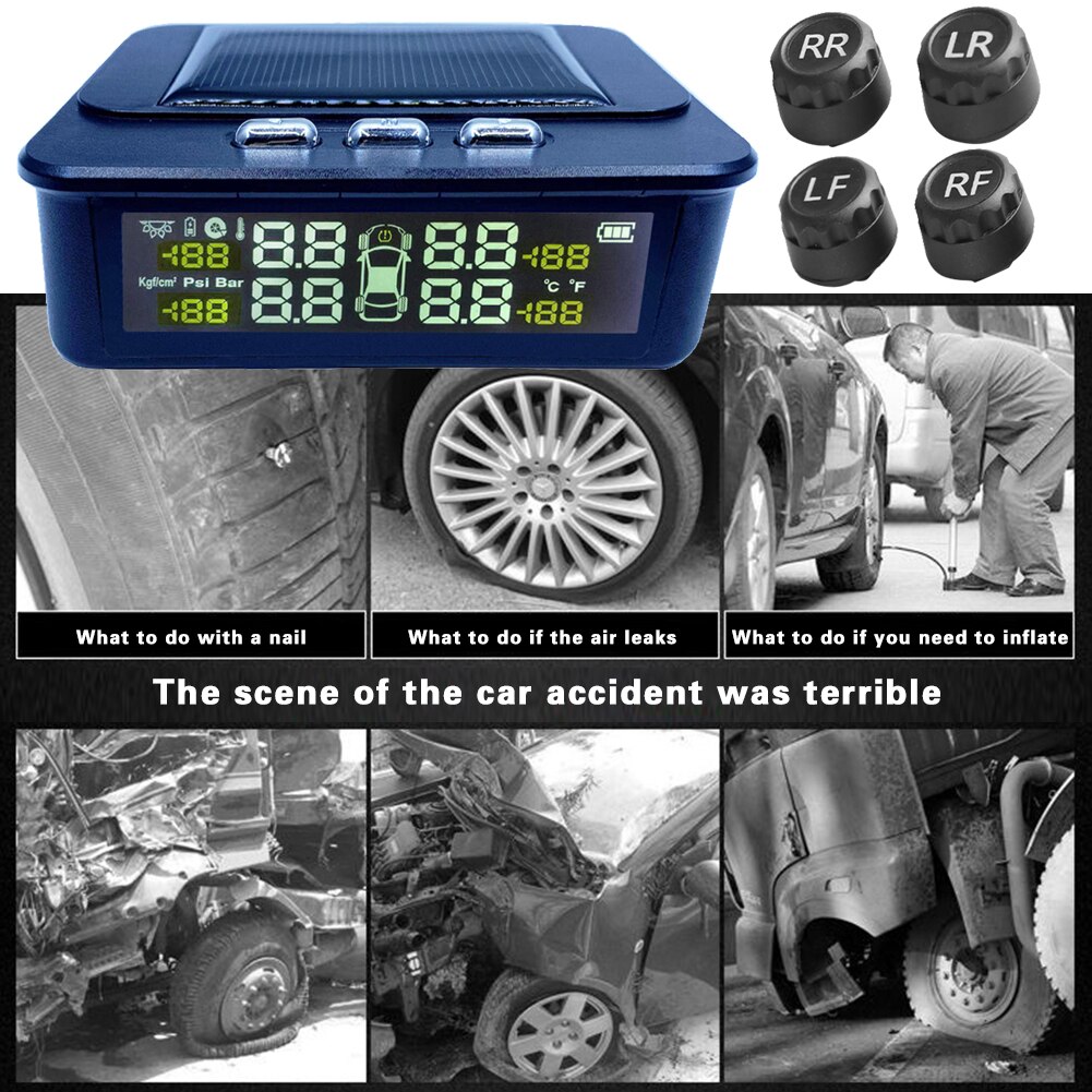 Solar TPMS Car Tire Pressure Monitoring Tyre LCD D... – Vicedeal
