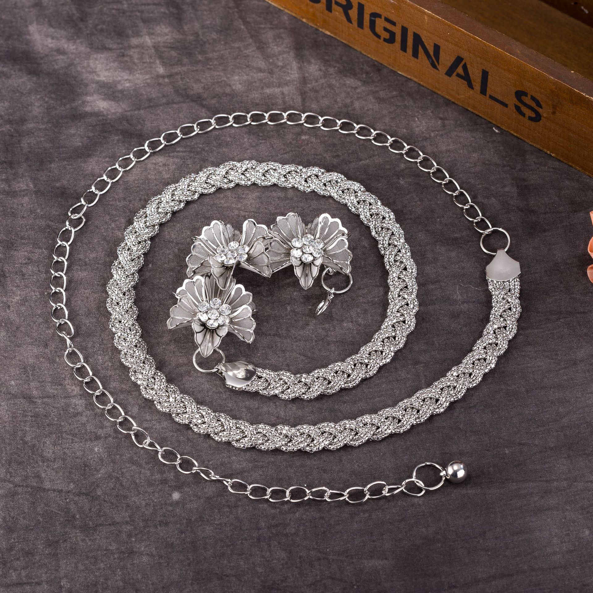 Dame dame metal blomstret lang høj talje metal kæd... – Vicedeal