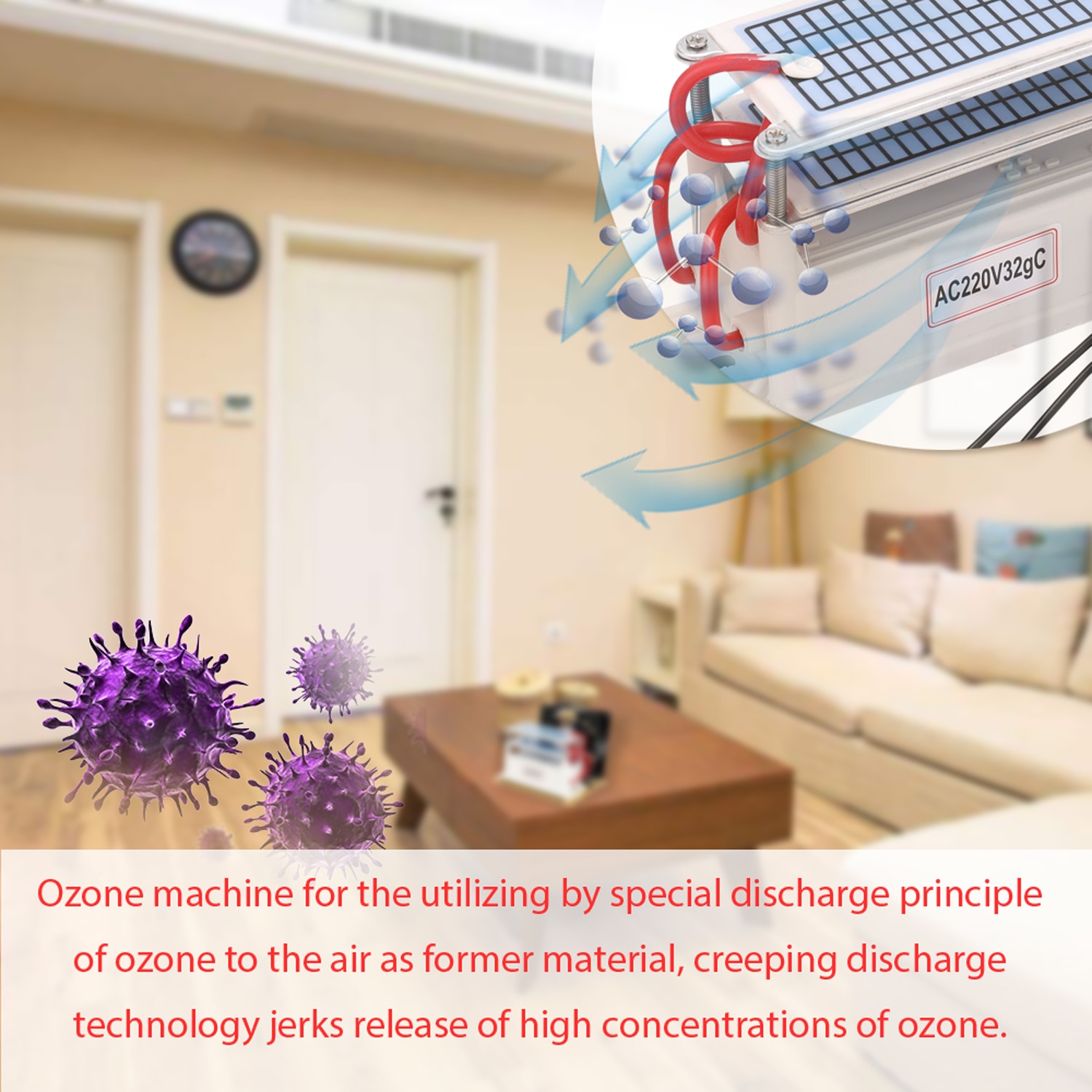 Ozone Generator 220V 32g/h Ozonator machine air pu... – Grandado