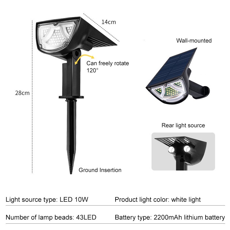 43 LED RGB Outdoor Solar Lights Intelligent Light ... – Grandado