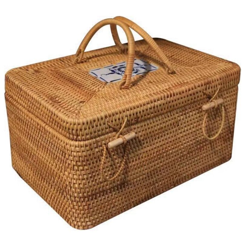 Rattan Woven Storage Box with Lid Handmade Jewelry... – Grandado