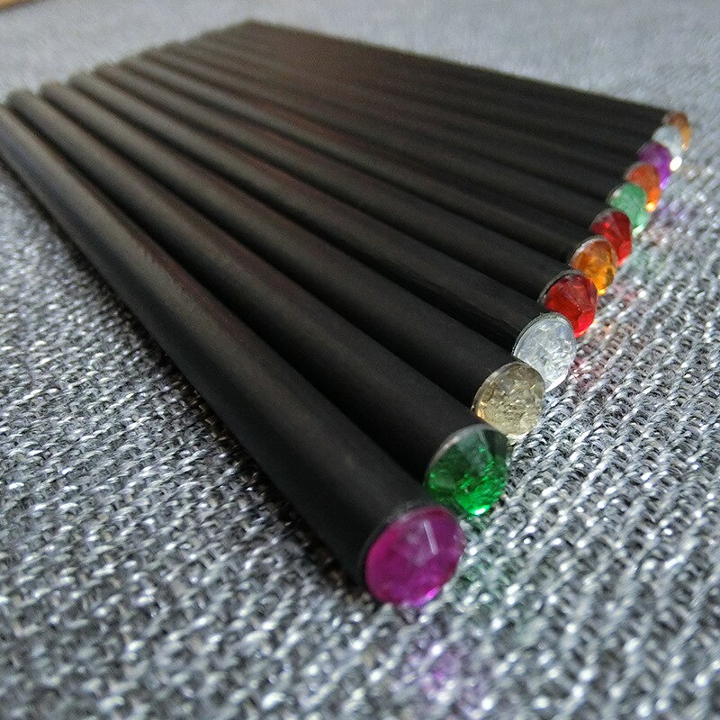 12PCS black wood pencils HB diamond color pencil d... – Grandado