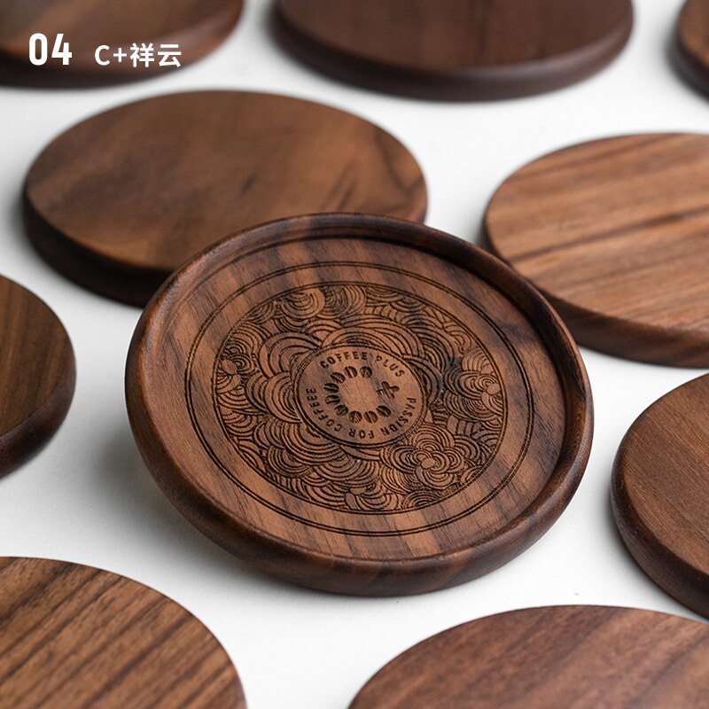 Japanese coffee cup mat black walnut real wood hou... – Vicedeal