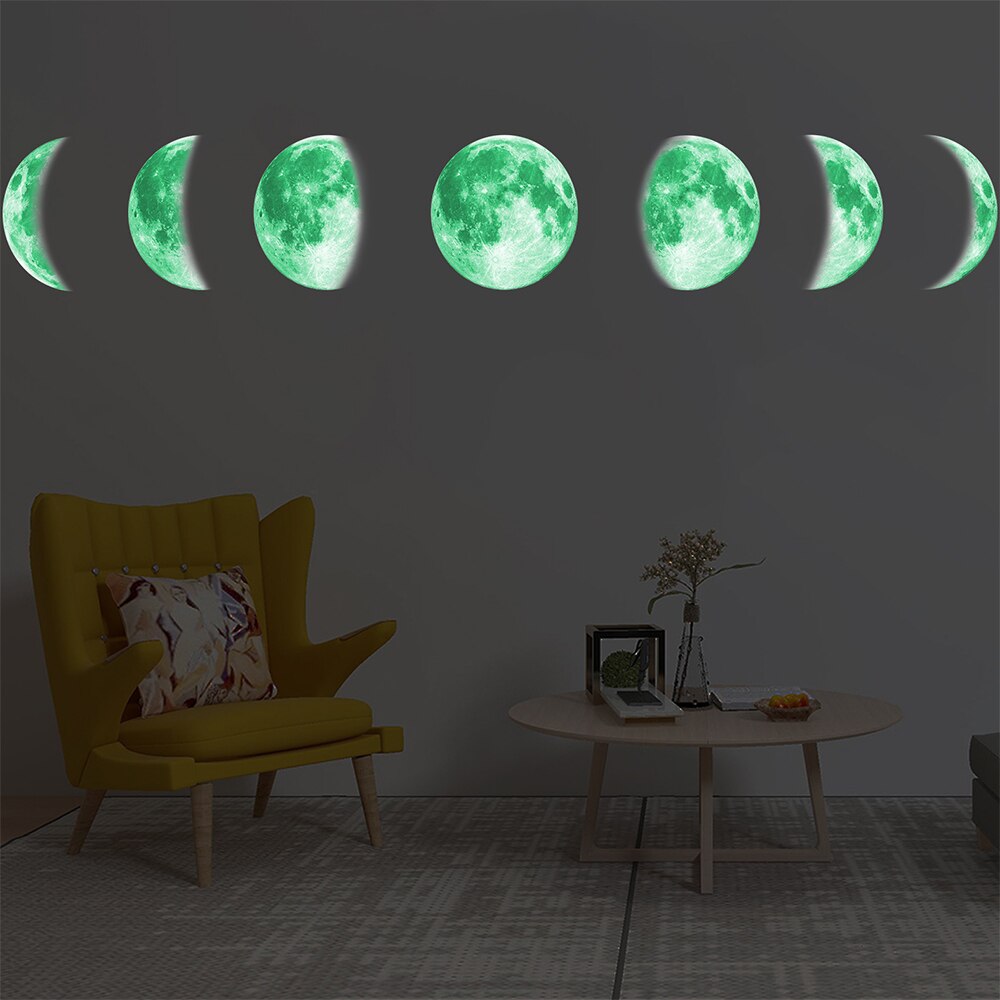 13cm Moon Phase 3D Luminous Wall Glow Sticker Livi... – Vicedeal