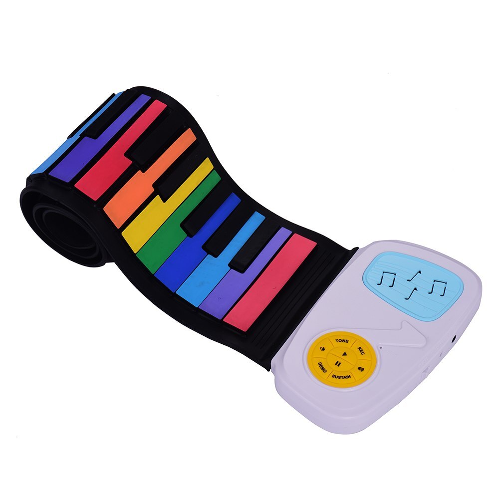 49 Keys Rainbow Roll-Up Piano Electronic Keyboard ... – Vicedeal