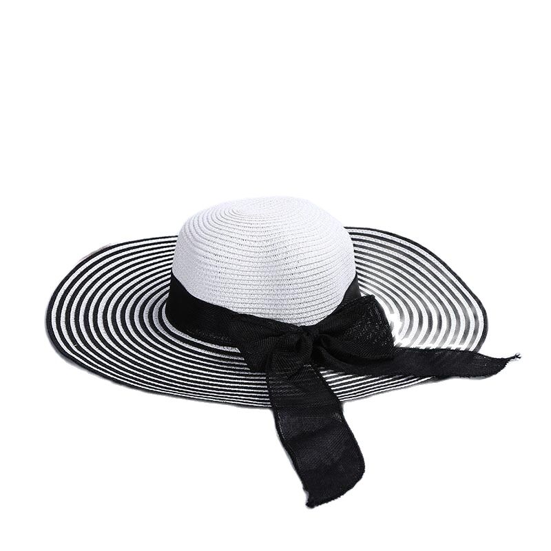 Sombrero de sol con lazo a rayas para mujer, bonit... – Grandado