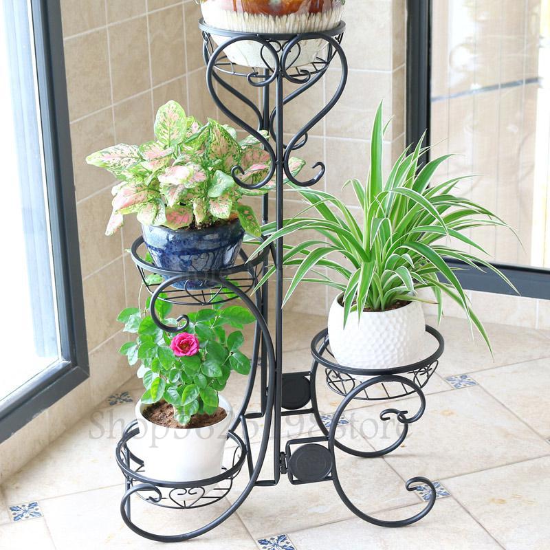 Iron flower shelf balcony flower pot shelf multi-l... – Grandado