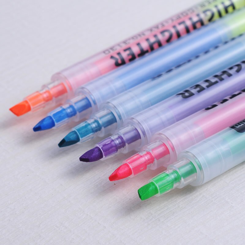 6 Colors Single Highlighter Pen Dual Head Neon Mar... – Grandado