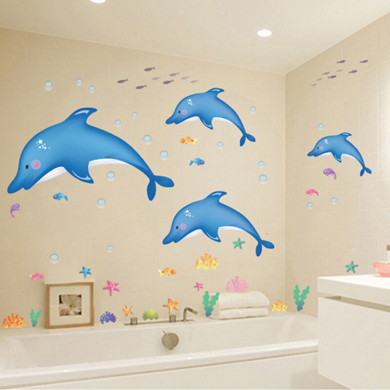 Cartoon Underwater Dolphin Fish Starfish Bubble Ba... – Grandado