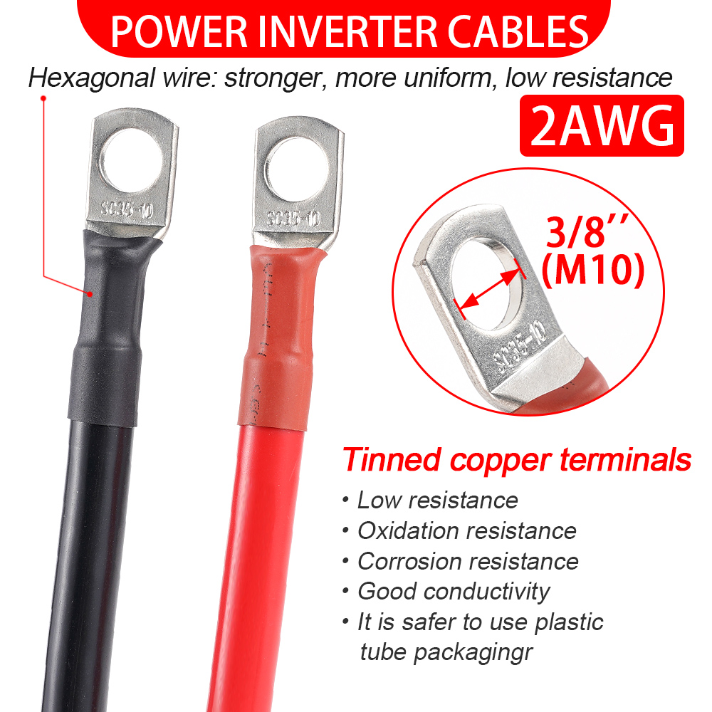 Battery Inverter Cable Set with Terminals 2AWG SC ... – Grandado