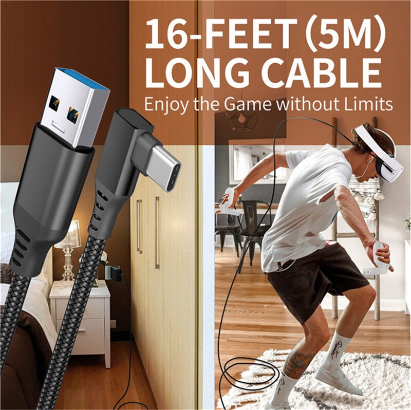 5M Usb 3.1 Cable Voor Oculus Quest 2 USB-A Naar Ty... – Vicedeal