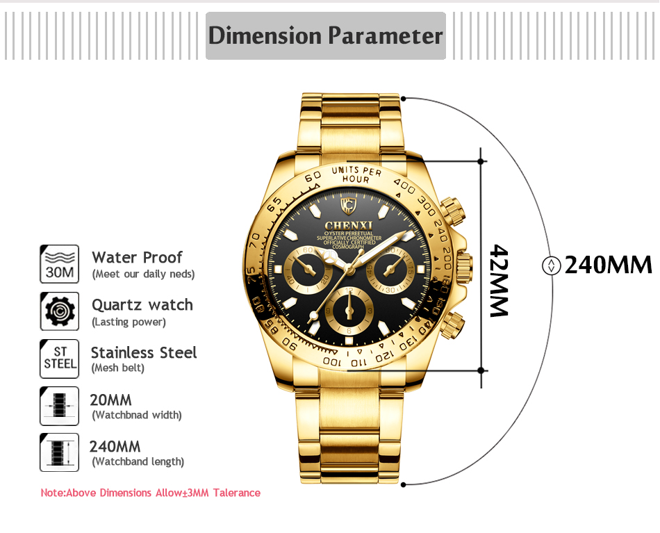 Top Luxury Chenxi Watches Men Yellow Gold Watches ... – Grandado