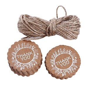 50pcs Garland Kraft Paper Round Tags THANK YOU Bla... – Vicedeal