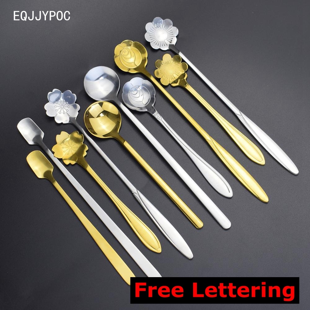 Stainless Steel Spoon Lettering Personality flower... – Vicedeal