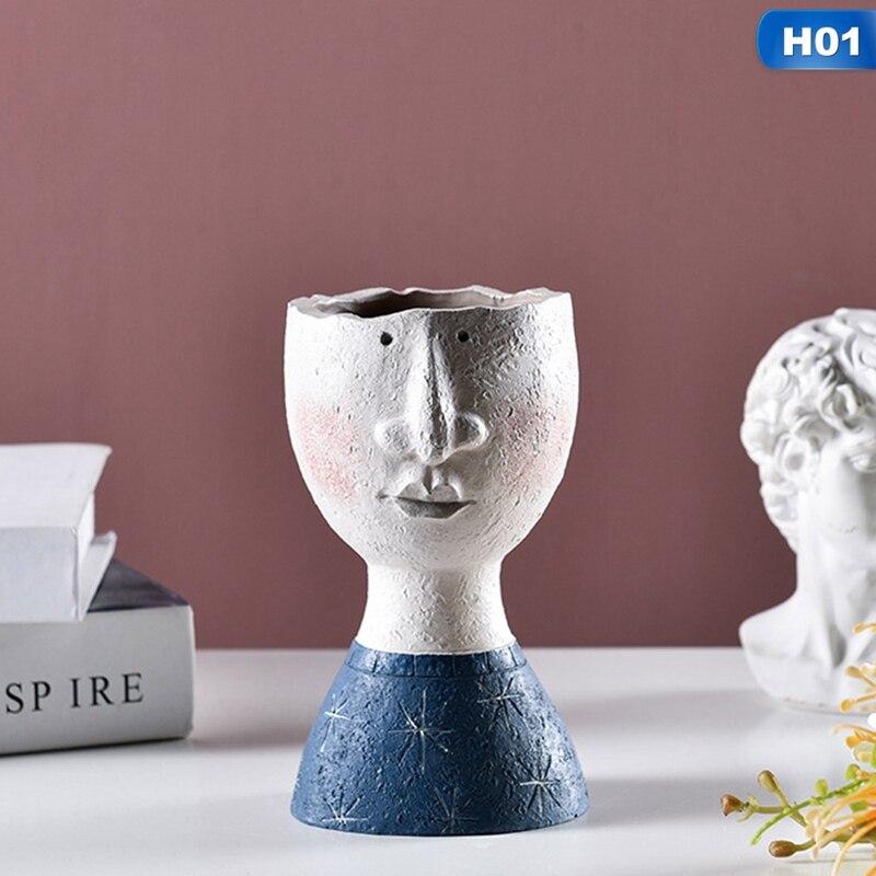 Art Portrait Flower Pot Vase Sculpture Resin Human... – Vicedeal
