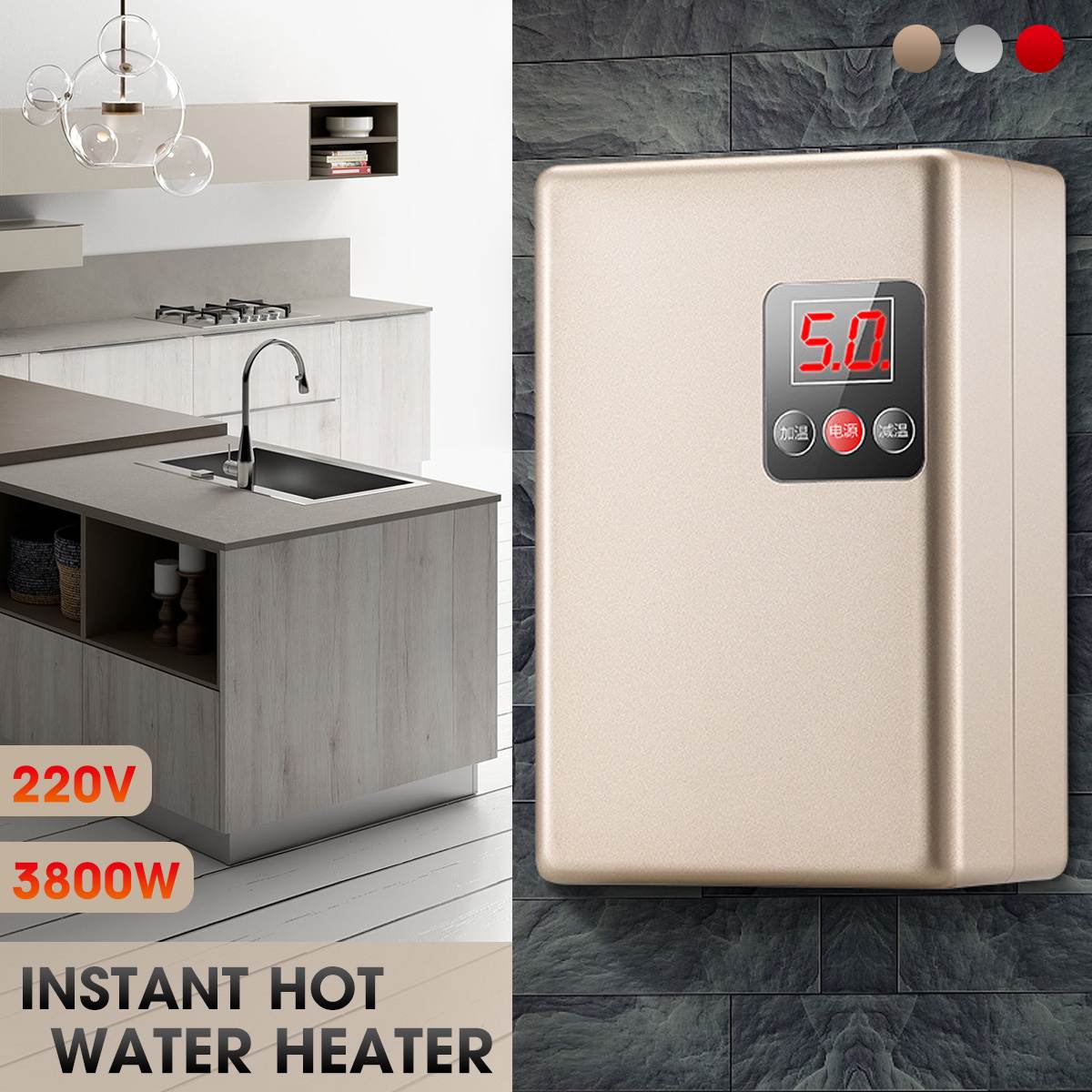 220V 3800W Douche Instant Water-Heater Tankless Bo... – Vicedeal