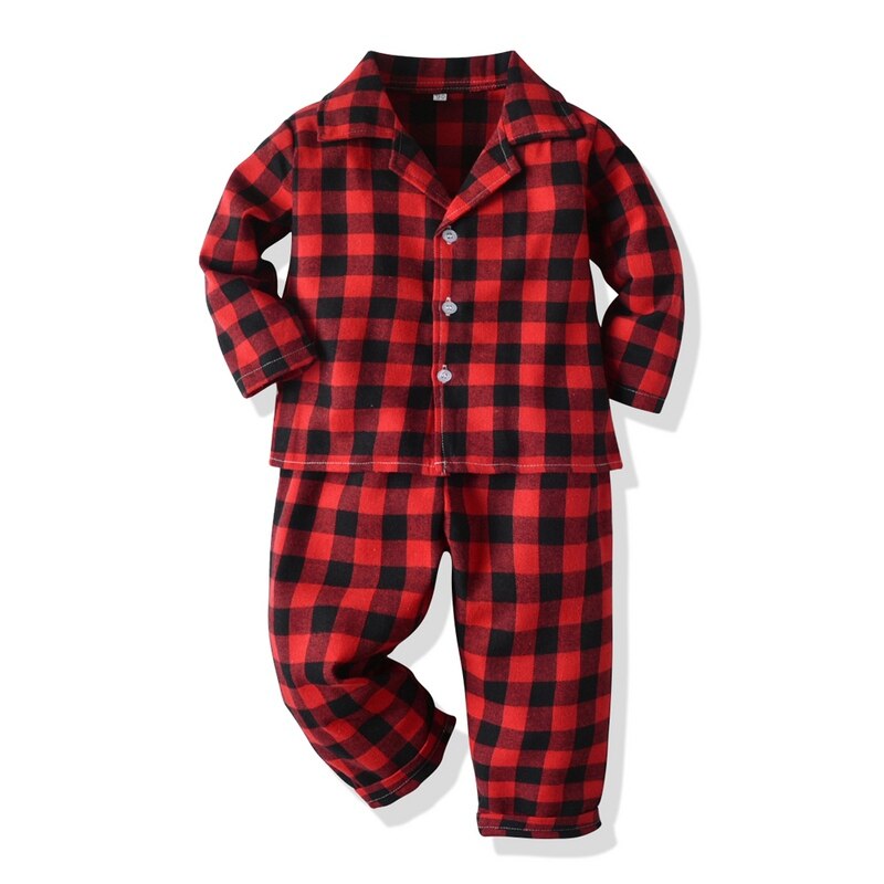 Jlong Christmas 1-6Y Kids Boys Girls Red Plaid Cot... – Grandado