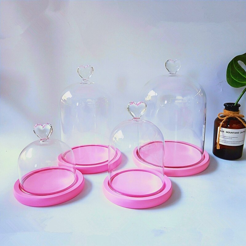 Pink Base Heart Top Glass Dome Home Decoration Mid... – Vicedeal