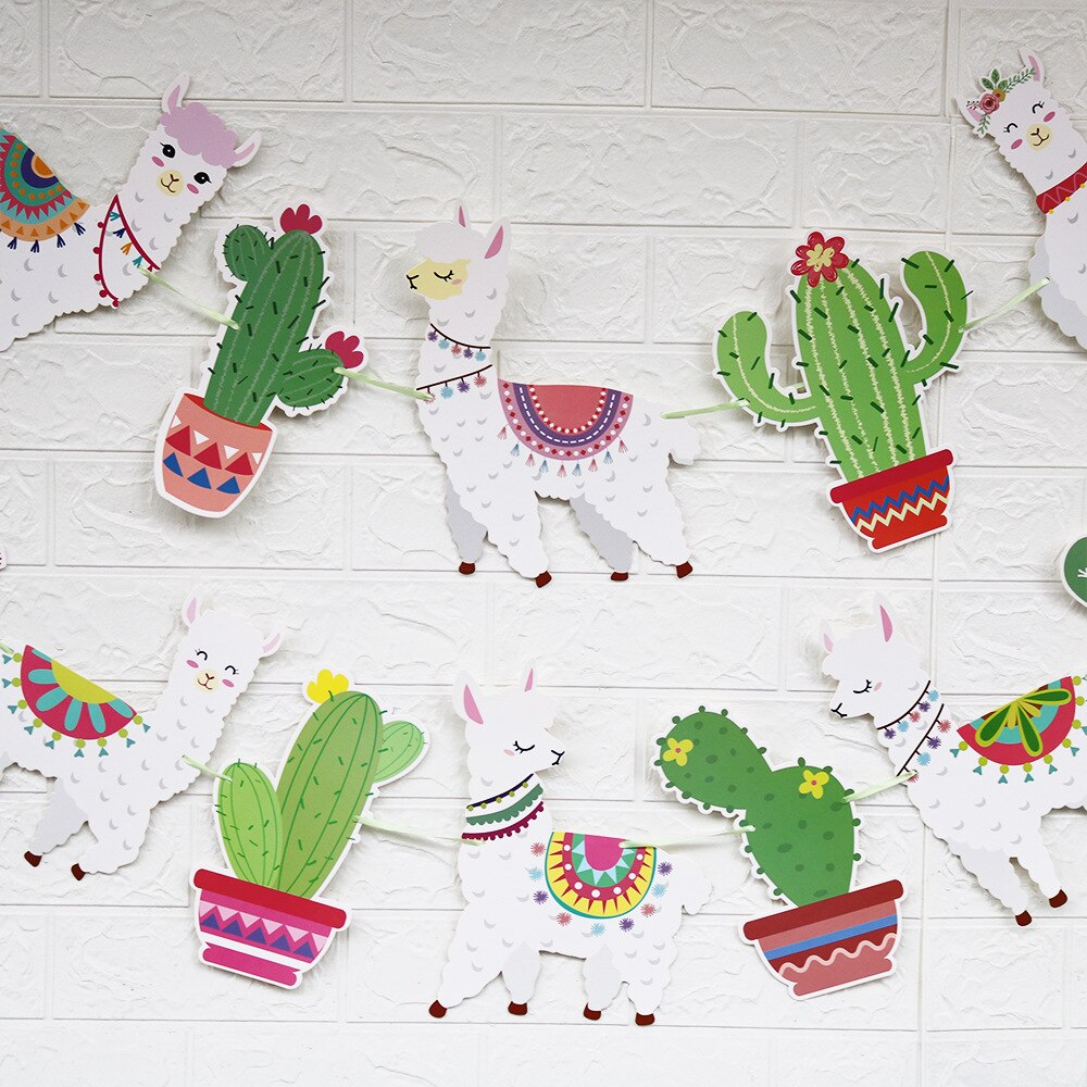 Happy Birthday Banner Cute Alpaca Baby Birthday Pa... – Grandado