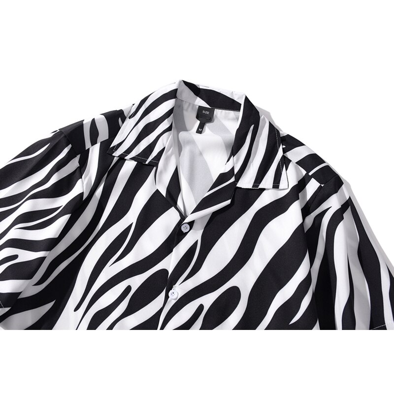 Streetwear Men Hip Hop Black White Zebra Short Sle... – Grandado