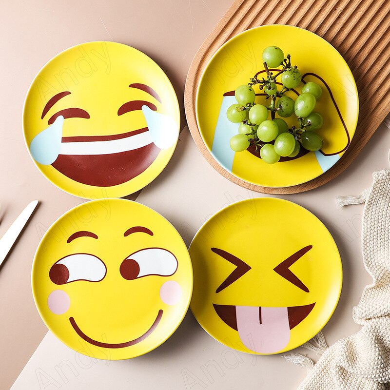 Ceramic Plate Funny Cartoon Emoticons Decorative F... – Grandado